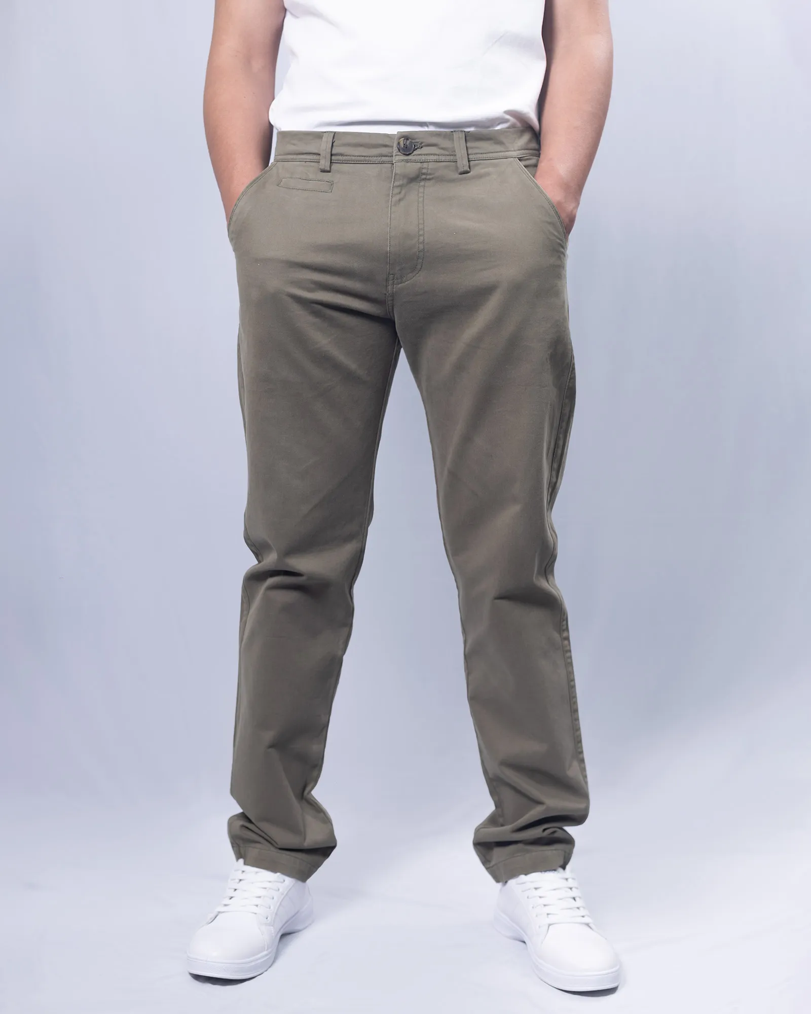 Buy online men’s olive regular fit casual semi-formal chinos